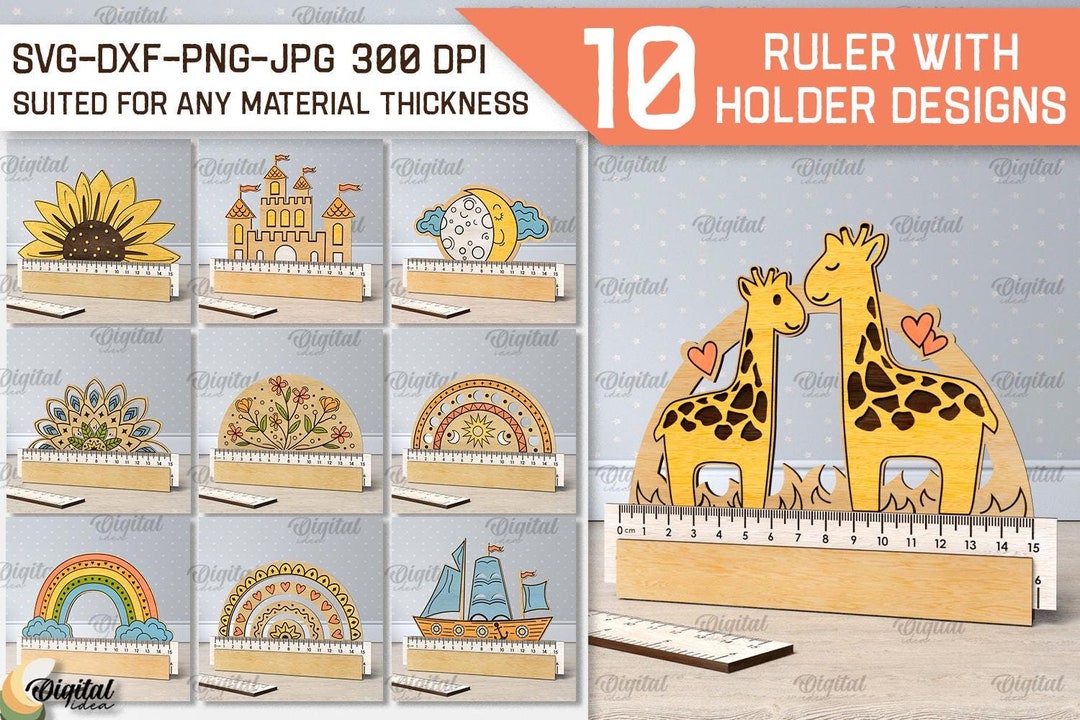 3D Ruler Holders Bundle, Ruler Holder Laser Cut, Wooden Ruler Holder ...