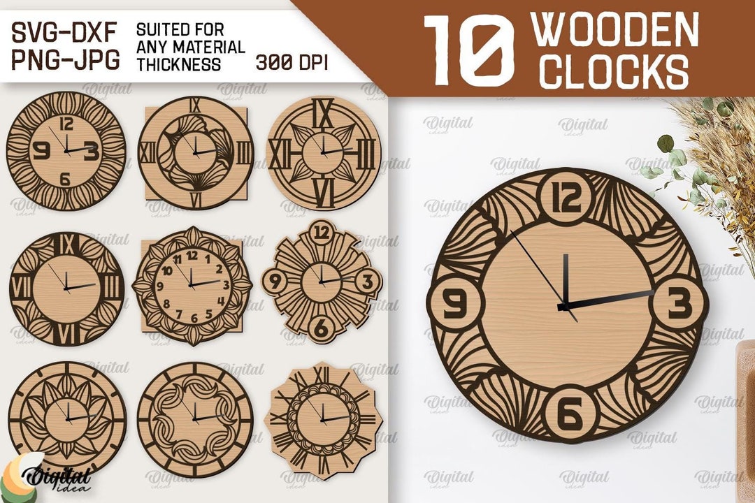 3D Wall Clock Faces Bundle, Decorative Clock Laser Cut, Home Decor ...