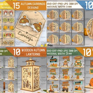 Fall Laser Cut Mega Bundle, 227 Home Decor Lasercut Designs, 3D Laser ...