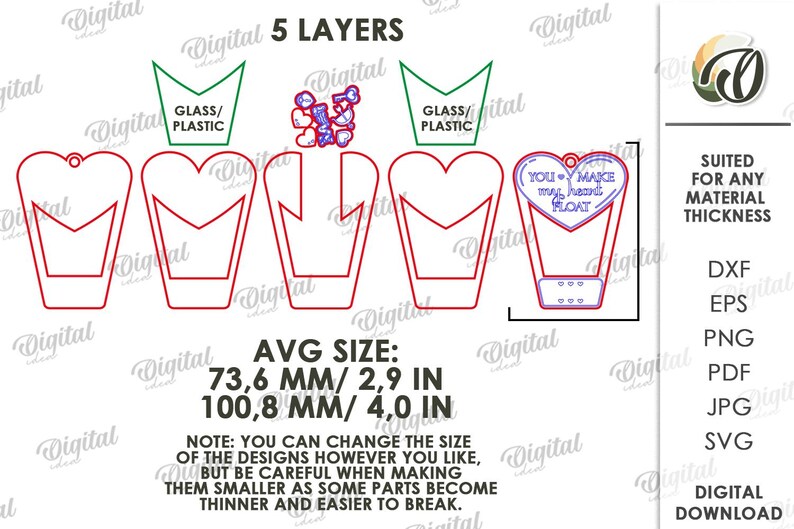 3D Valentine's Day Shakers Bundle, Love Ornament Laser Cut ...