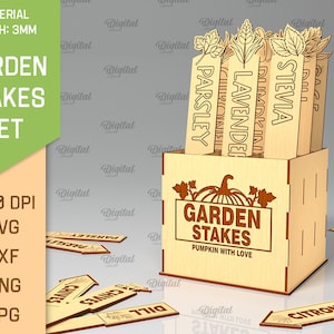 Garden Stakes Bundle, 3D Box Laser Cut, Vegetable Stakes Holder SVG ...