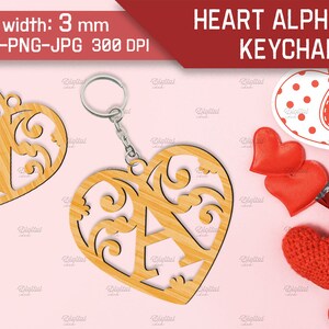 Heart Alphabet Keychains Bundle, Valentine's Day Heart Tags ...