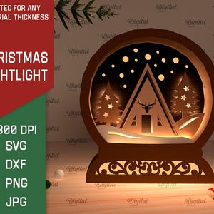 3D Christmas Night Lamps Bundle, Christmas Nightlight Laser Cut, Xmas ...