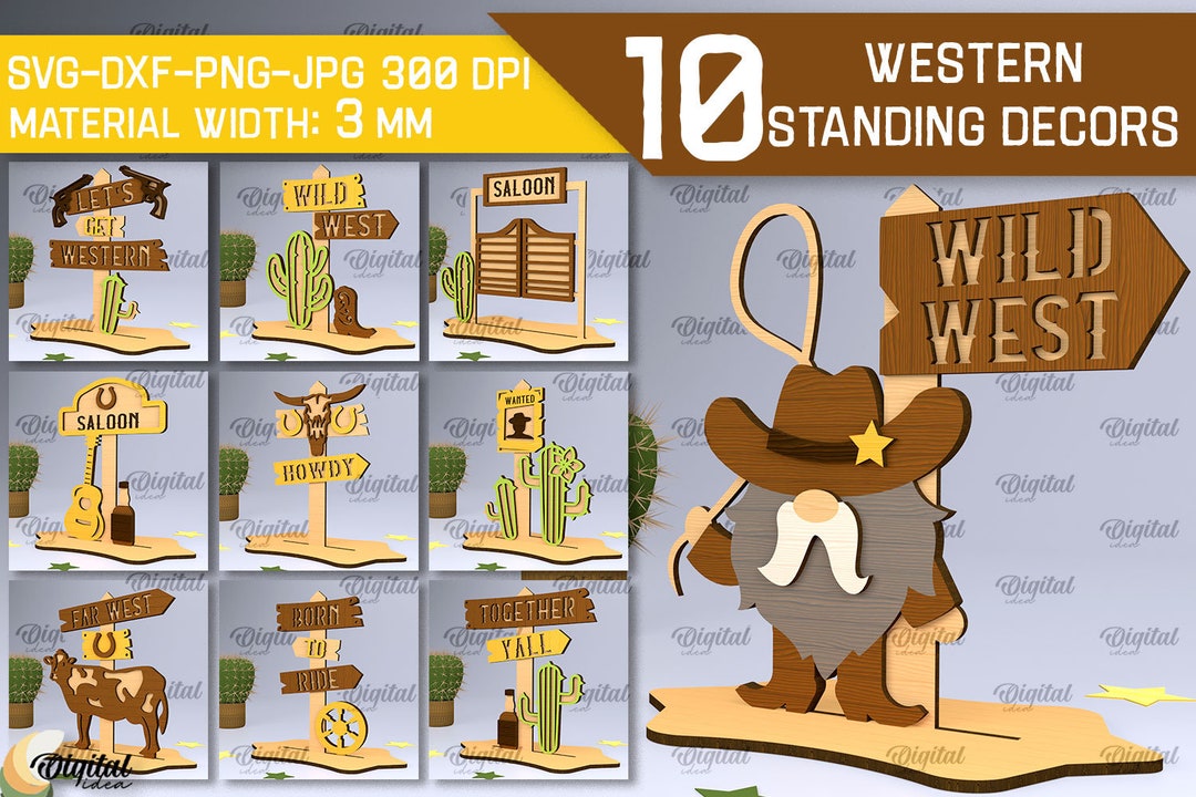 3D Western Stands Bundle, Wild West Standing Decor Laser Cut, Welcome ...