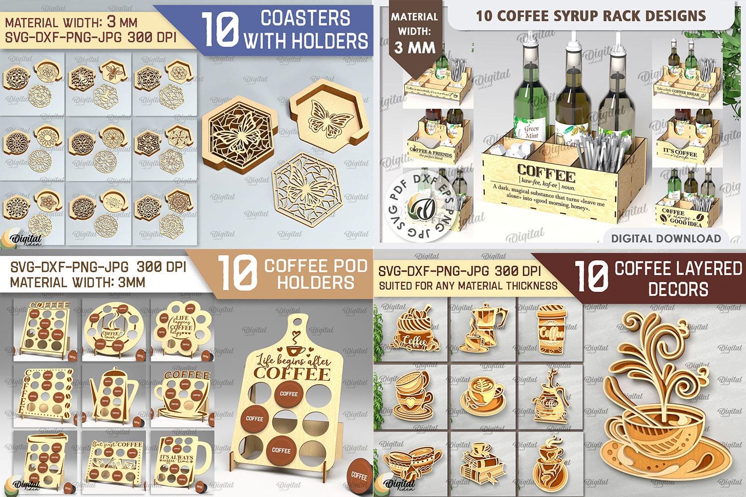 Kitchen Laser Cut Mega Bundle, 225 Kitchen Decor Designs, 3D Tiered ...