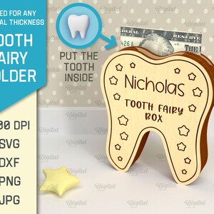 Tooth Fairy Holders Bundle, 3D Personalized Tooth Holder Laser Cut ...