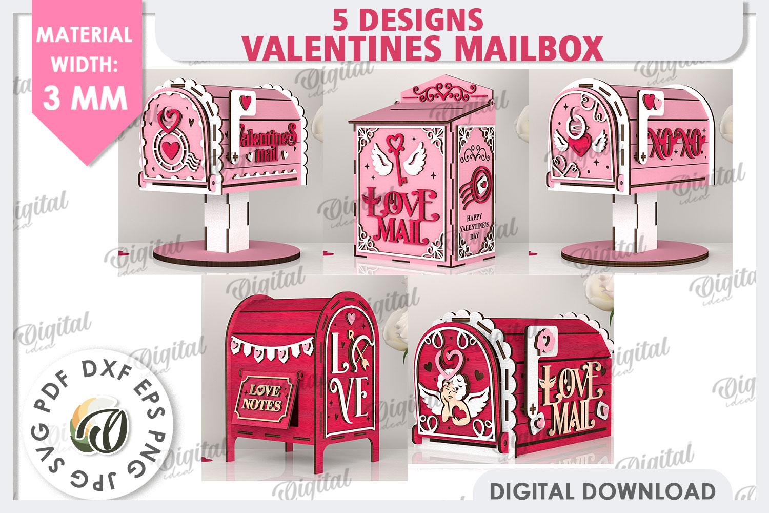 3D Valentine's Day Mailboxes Bundle, Valentine Love Mail Laser Cut ...