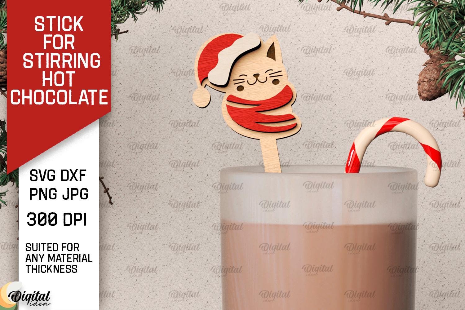 3D Christmas Stirring Sticks Bundle, Engraved Hot Drink Toppers Laser ...