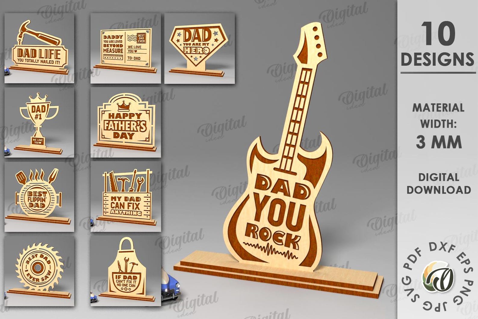 3D Father's Day Decors Bundle, Dad Stand Svg, 3D Laser Cut Home Decor ...