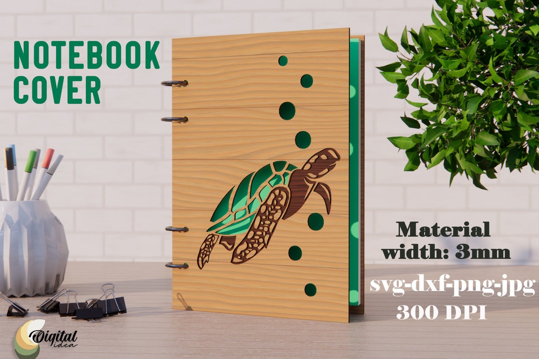 3D Turtle Notebook Cover Lasercut, 4 Ring Binder Lasercut, Glowforge ...