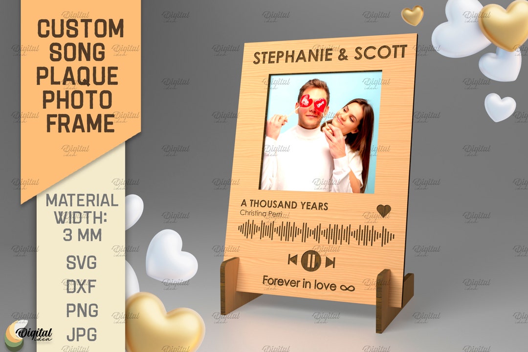 Personalized Song Plaque Photo Frame, Spotify Playlist, 3D Music Player Picture Frame With Stand ...