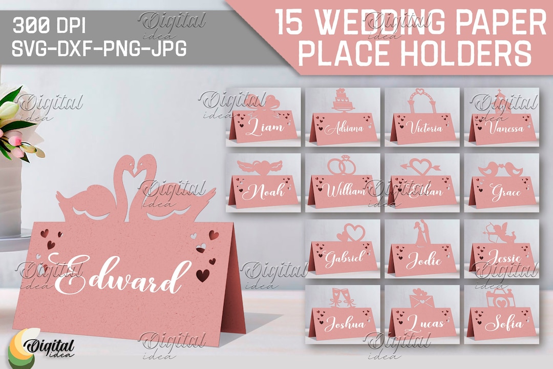 Wedding Place Card SVG, Valentine's Day Cards, Name Card, Name Tags ...