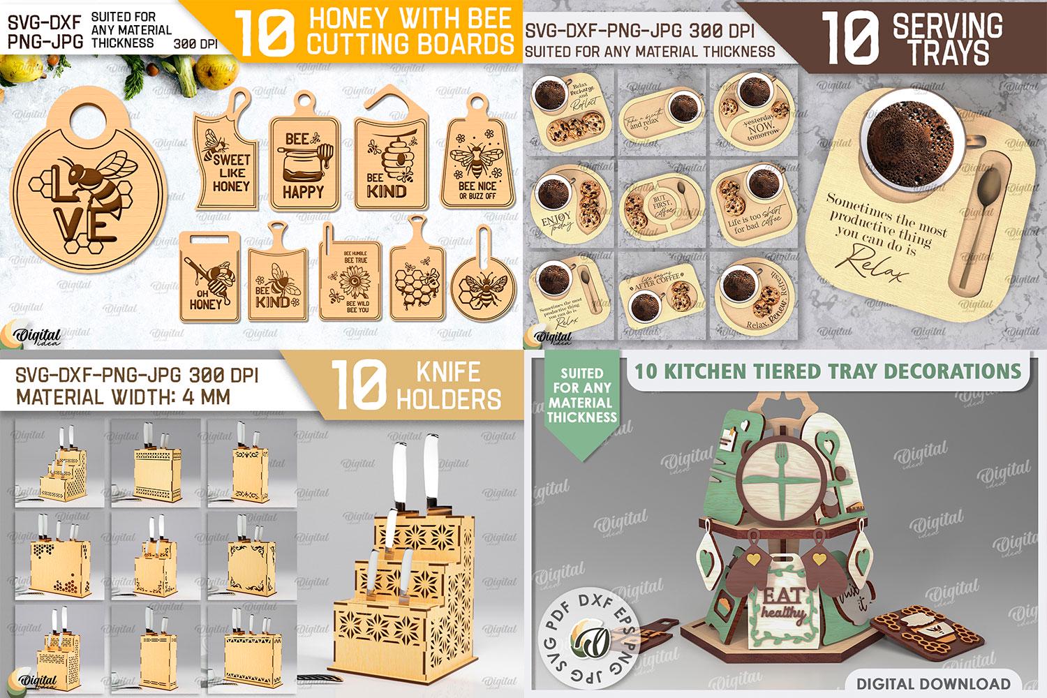 Kitchen Laser Cut Mega Bundle, 225 Kitchen Decor Designs, 3D Tiered ...