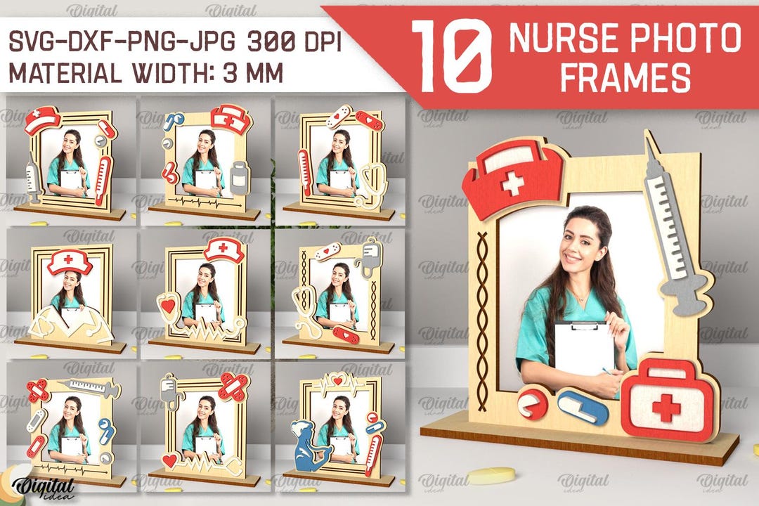 3D Nurse Frames Bundle, Nurse Picture Frame Laser Cut, Nurse Photo ...