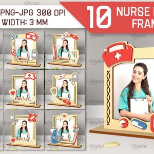 3D Nurse Frames Bundle, Nurse Picture Frame Laser Cut, Nurse Photo ...