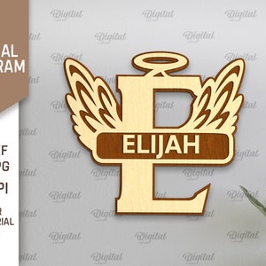 Memorial Monogram Alphabet Bundle, 3D Laser Cut, Angel Wings Monogram ...