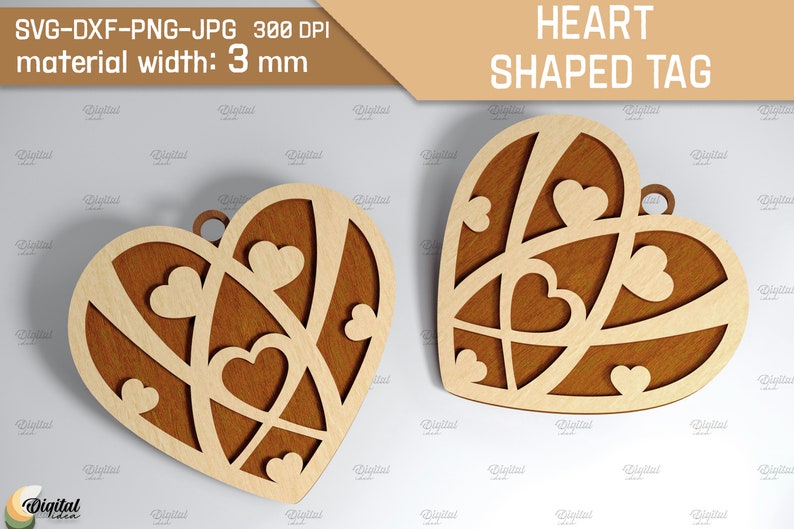 Heart Shaped Gift Tags Bundle, 3D Valentine's Day Heart Tag Svg ...