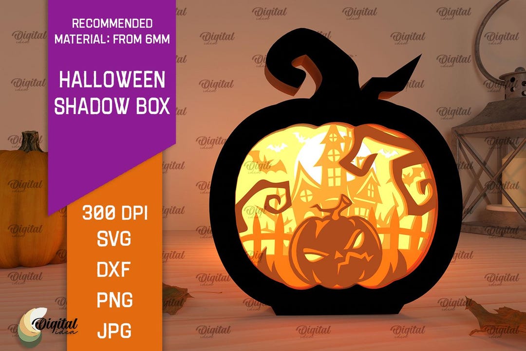 3D Halloween Shadow Box Bundle, Spooky Pumpkin Shadow Box Laser Cut ...