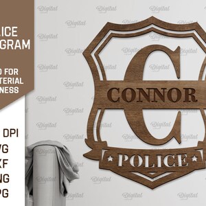 Police Monogram Alphabet Bundle, Police Badge Laser Cut, Personalized ...