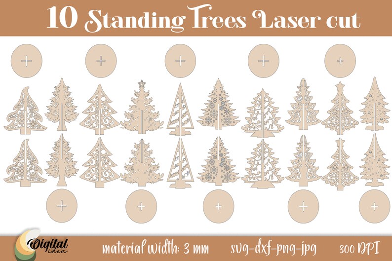 Christmas Tree Stands Laser Cut Bundle, Standing Christmas Trees 3D ...