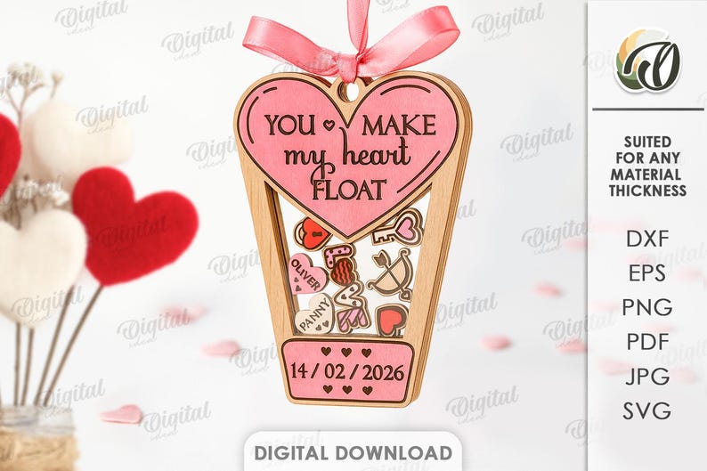 3D Valentine's Day Shakers Bundle, Love Ornament Laser Cut ...