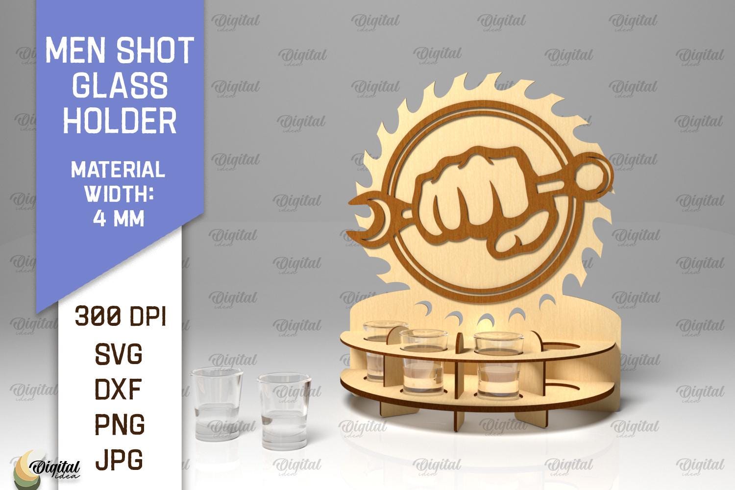 3D Men Shot Glass Holders Bundle, Wooden Glass Holder Lasercut, Fishing ...