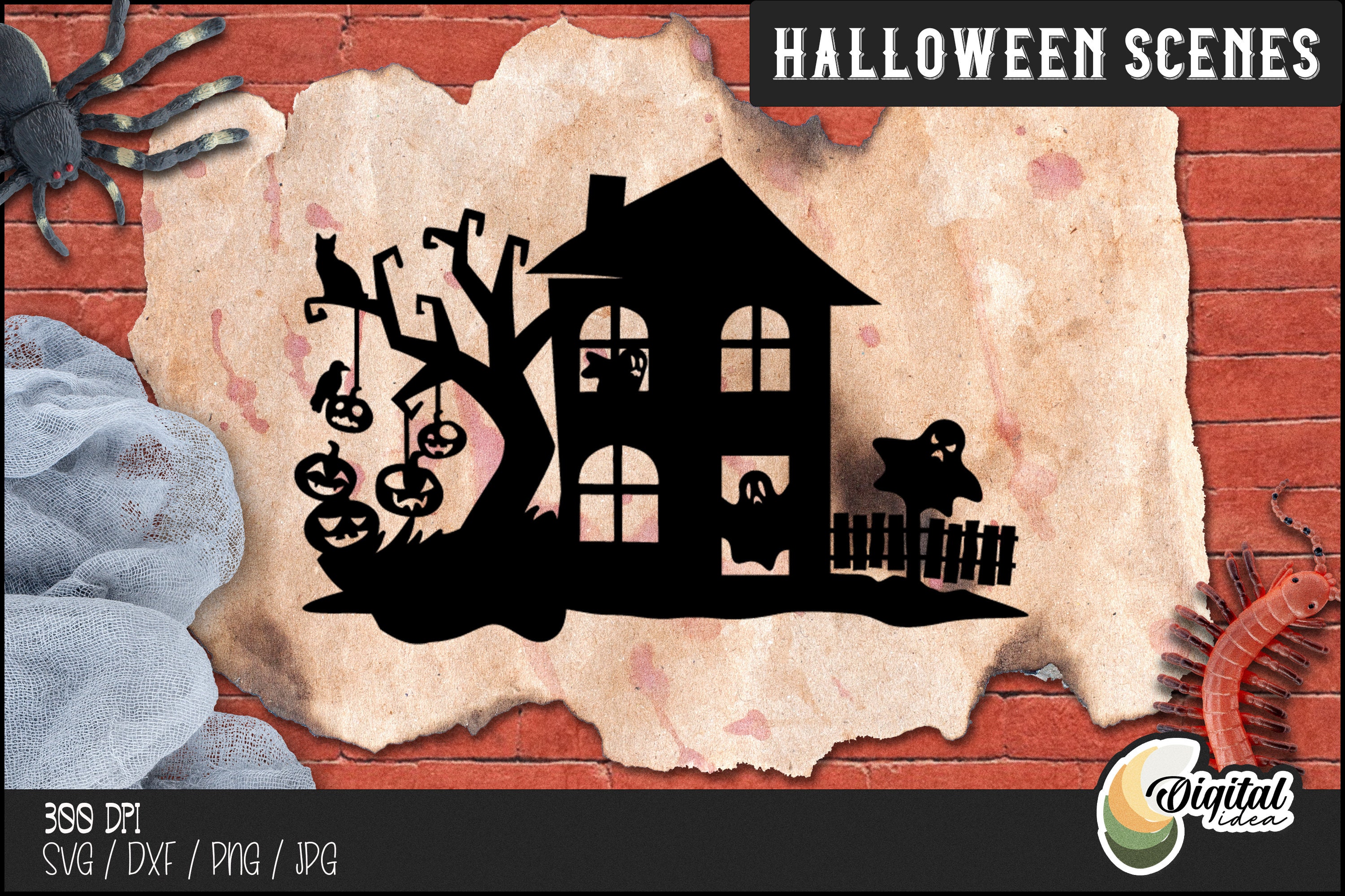 Halloween Scene SVG Bundle, Halloween Wall Art SVG, Halloween ...