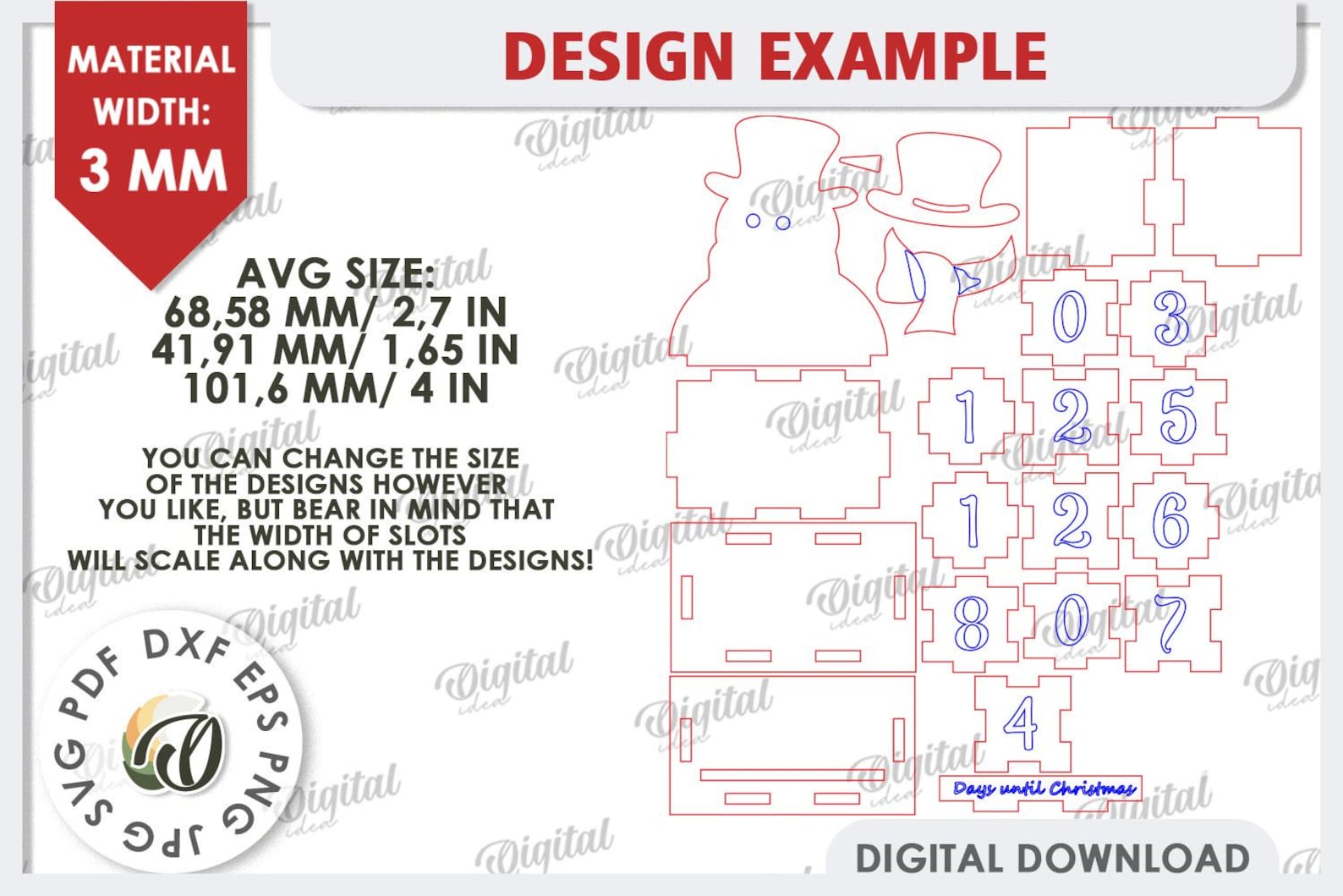 3D Christmas Countdowns Bundle, Days Until Xmas Calendar Laser Cut ...