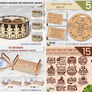 Kitchen Laser Cut Mega Bundle, 225 Kitchen Decor Designs, 3D Tiered ...
