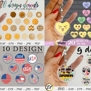 Keychain MEGA Bundle, Round Key Ring SVG Designs, Key Ring Mega Svg ...