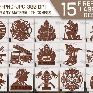 Firefighter Signs Bundle, Custom Name Sign Laser Cut, Fire Fighter ...
