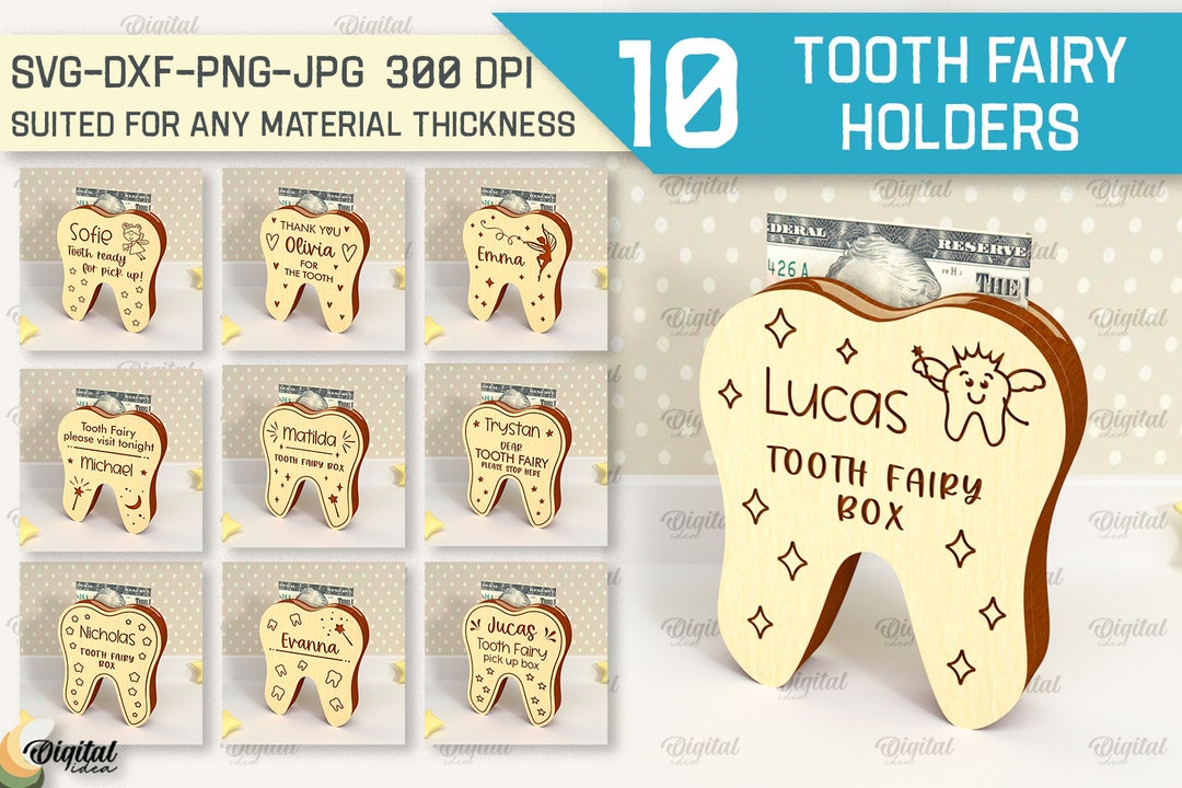 Tooth Fairy Holders Bundle, 3D Personalized Tooth Holder Laser Cut ...