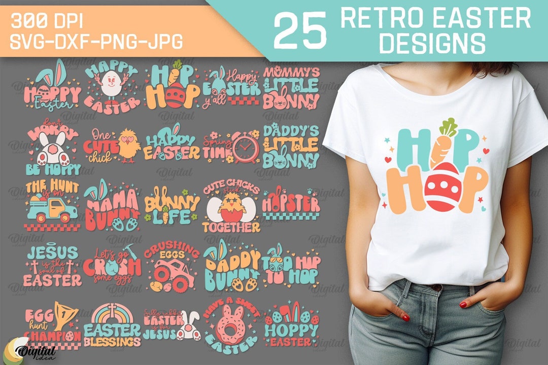 Retro Easter SVG Bundle, Happy Easter SVG, Easter Quotes and Sayings ...