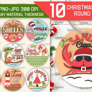 Christmas in July Signs Bundle, Round Sign Laser Cut, Summer Wooden ...