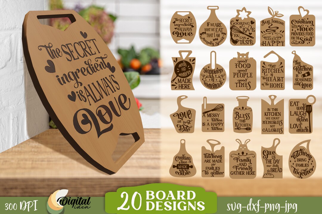 Engraved Cutting Boards With Kitchen Quotes Bundle, Kitchen Cutting ...