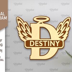 Memorial Monogram Alphabet Bundle, 3D Laser Cut, Angel Wings Monogram ...