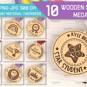 Wooden School Medals Bundle, Custom Kids Medals Laser Cut, Cute School ...