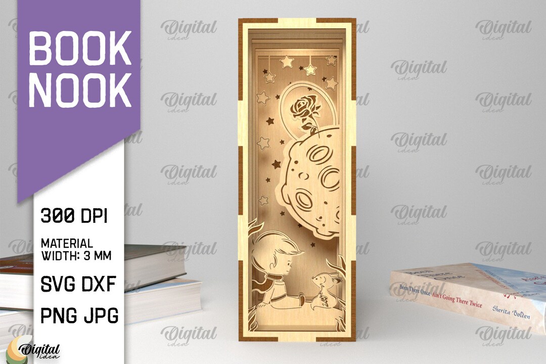 3D Book Nook, Laser Cut Book Holder Designs, Fairytale Book Shelf Decor ...