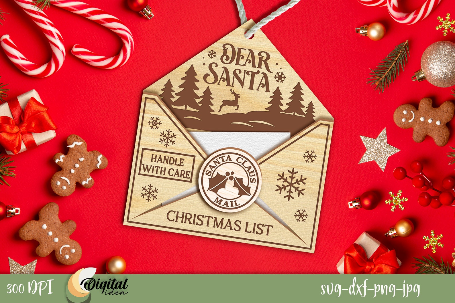 Letter to Santa Envelope SVG Bundle, Lasercut Dear Santa Decor, Santa ...