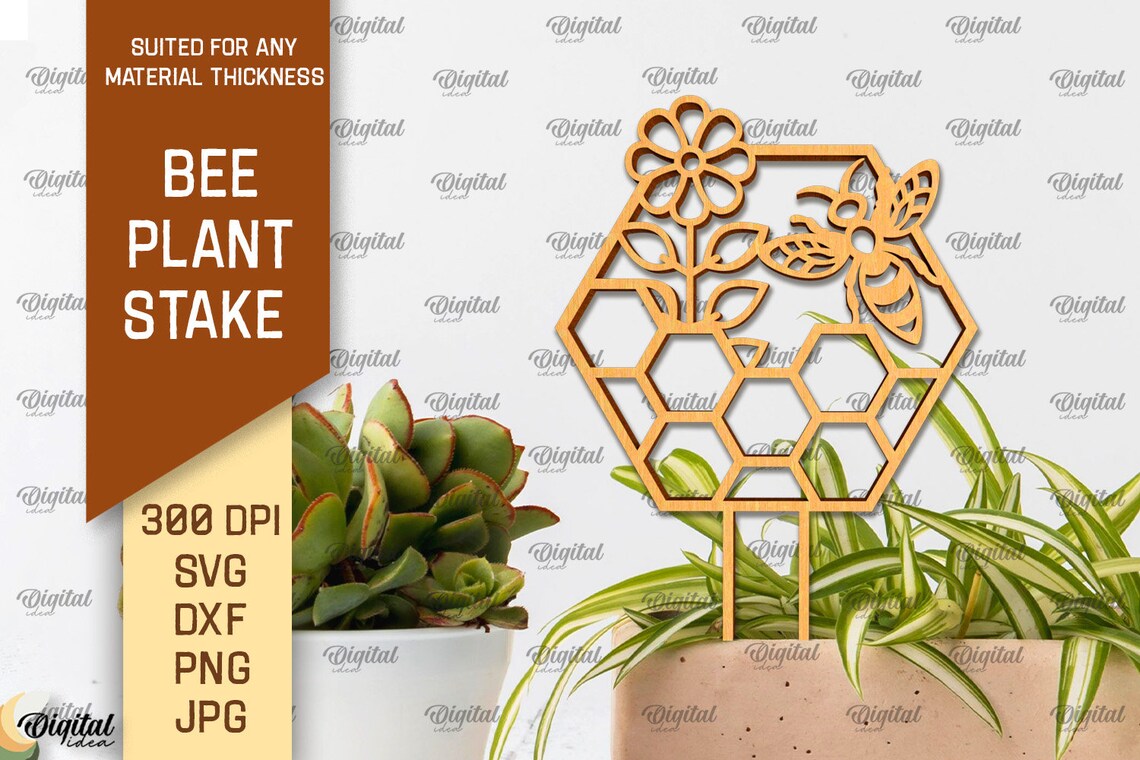 Bee Plant Stake Bundle, Plant Trellis Lasercut, Flower Stakes Svg ...