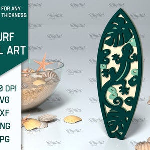 3D Surf Board Signs Bundle, Summer Layered Sign Laser Cut, Tropical SVG ...