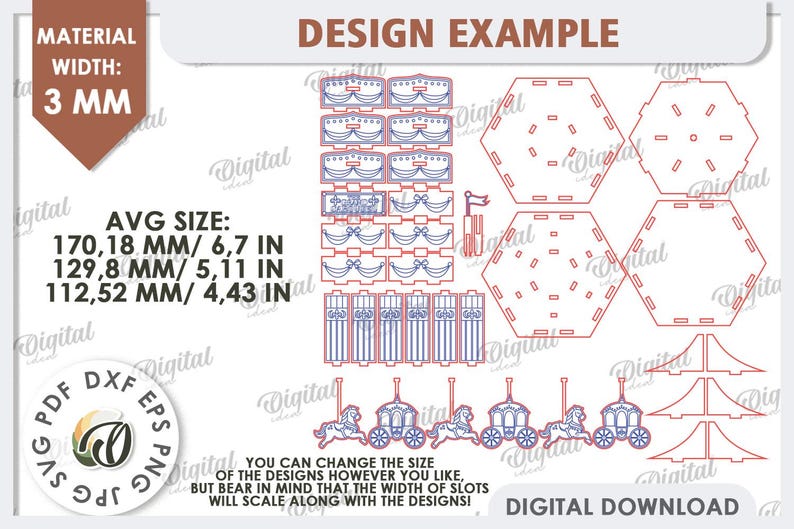 3D Wooden Carousel, Carousel Laser Cut, the Tea Cups SVG, Merry Go ...