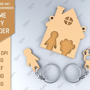 3D Home Key Holders Laser Cut Bundle, Hanging House Keyichain Key ...