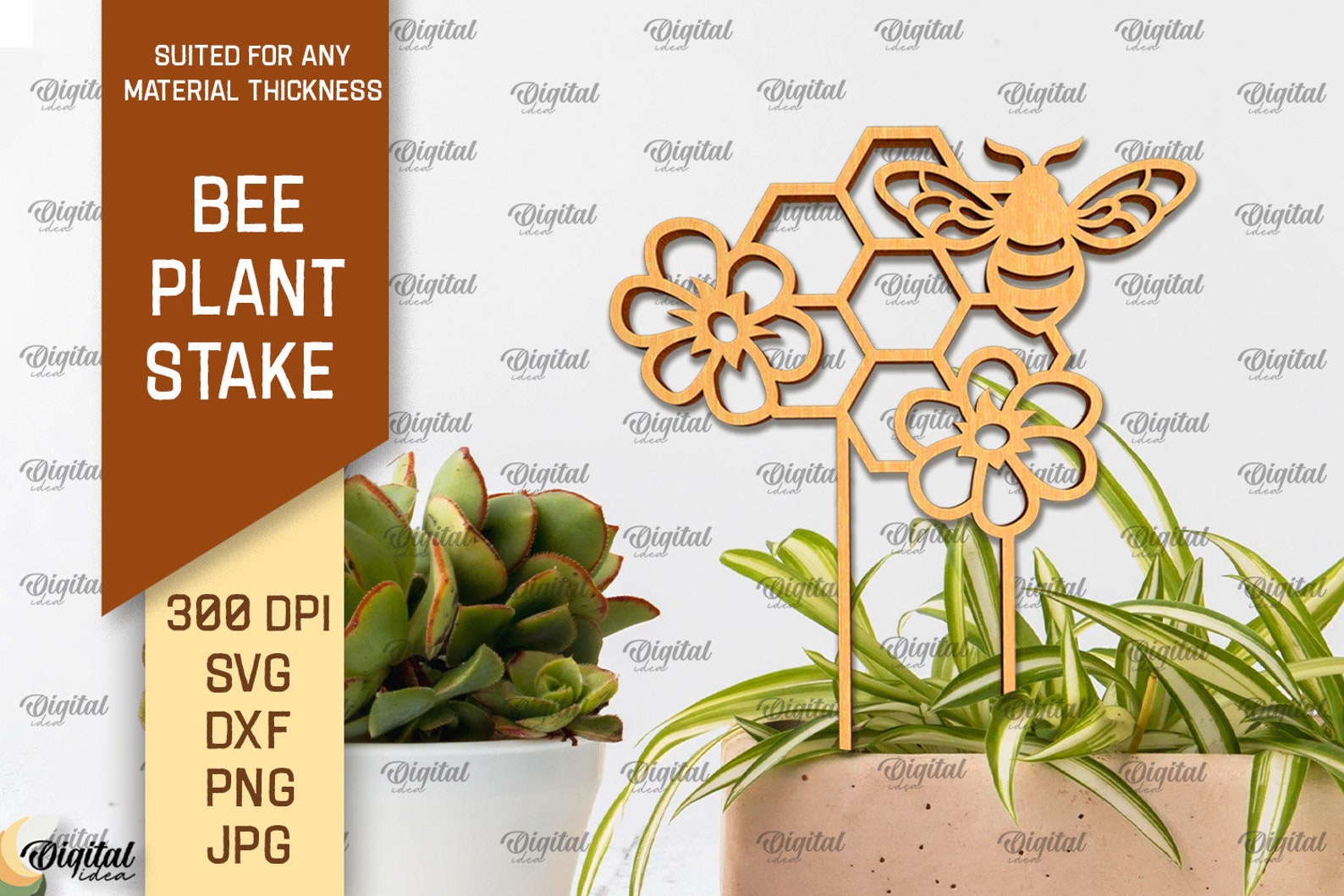 Bee Plant Stake Bundle, Plant Trellis Lasercut, Flower Stakes Svg ...