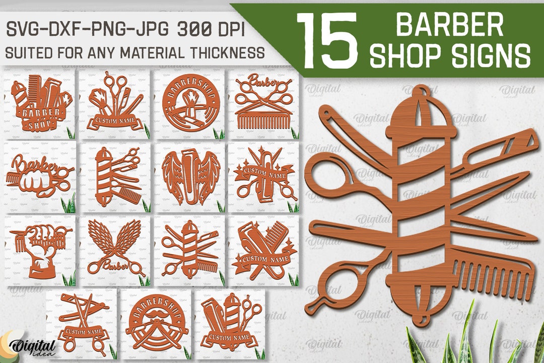 Barber Shop Custom Signs Bundle, Personalized Sign Laser Cut, Barber ...