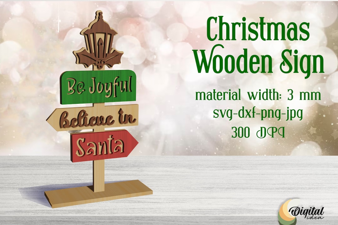 3D Christmas Wooden Sign, Be Joyful, Believe, Christmas Signpost ...