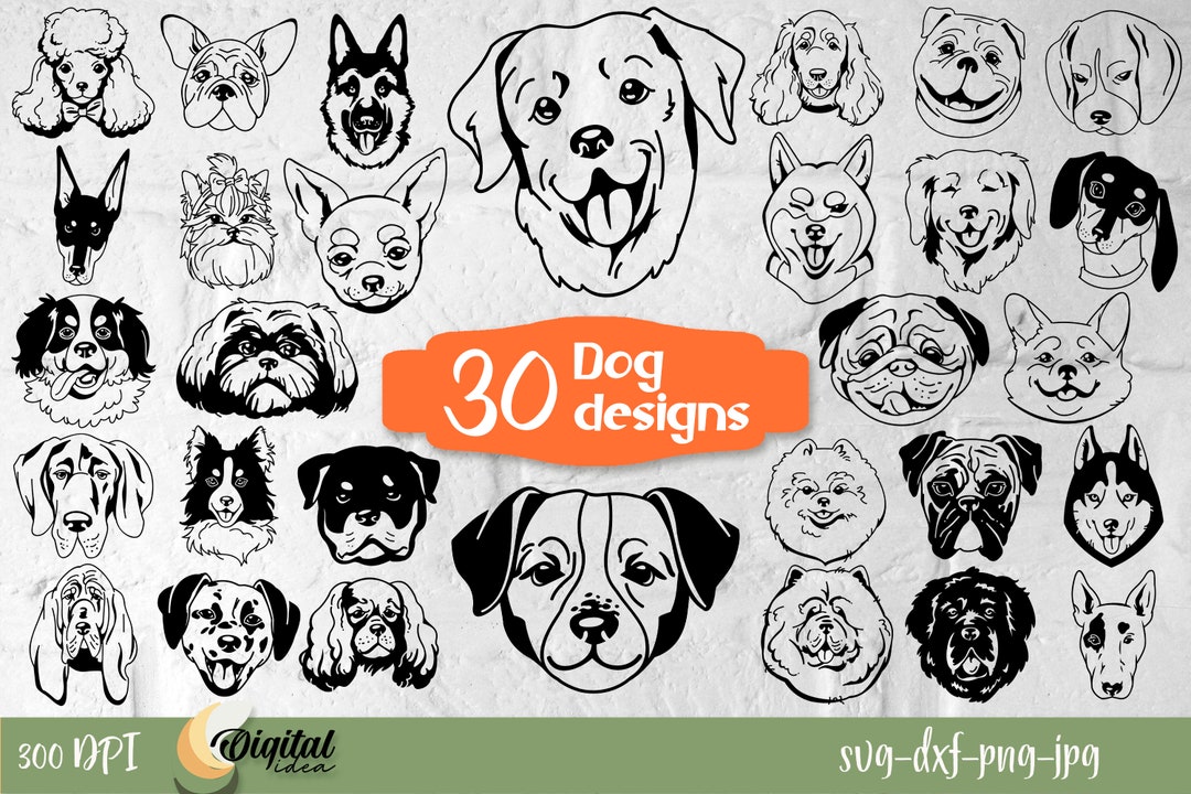 Dogs Svg Bundle, 30 Dog Breeds Svg, Dog Head Svg, Dog Breed, Cute Dog ...