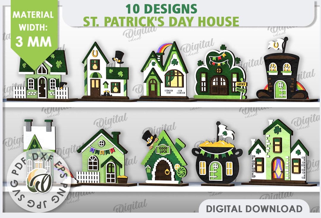 St. Patrick's Day Layered House, St. Patrick's Day Stand Laser Cut, St ...