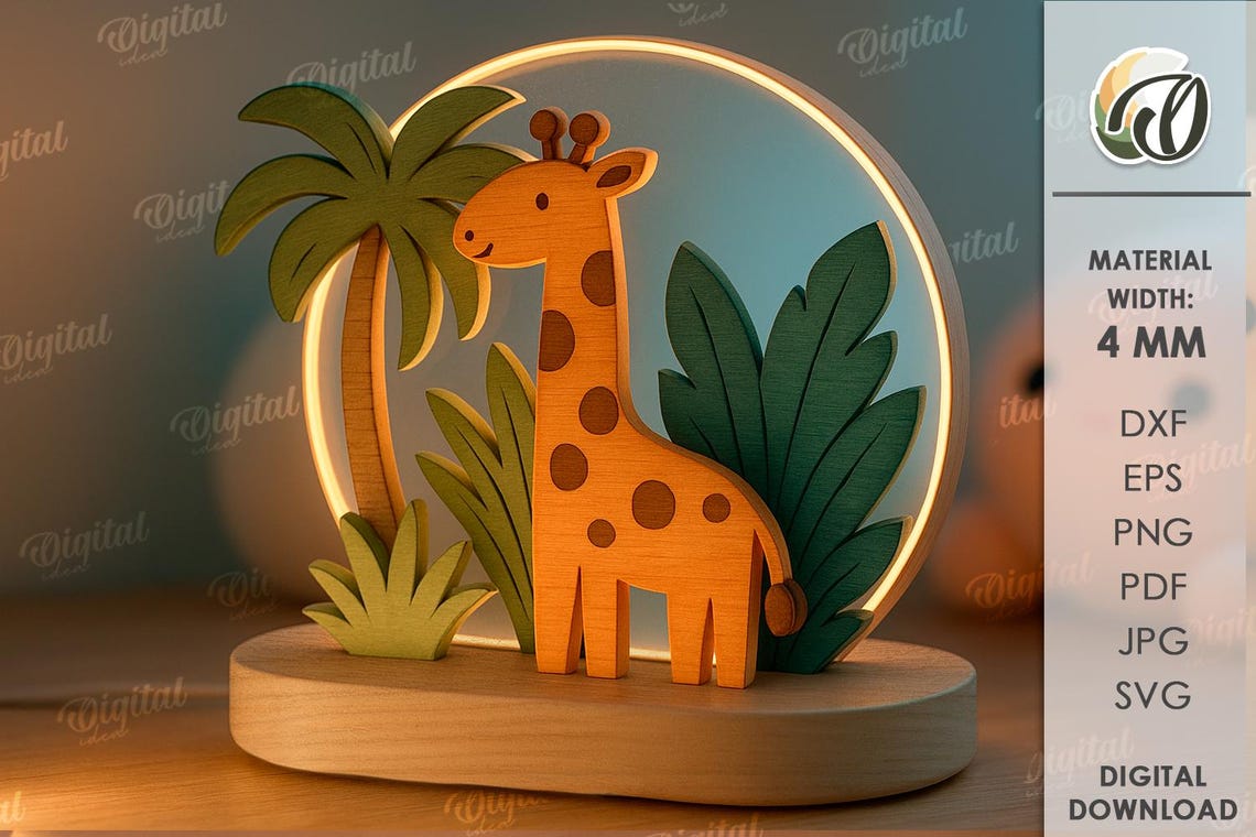 3D Kids Led Night Stands Bundle, Baby Room Lightbox Laser Cut, Wooden ...