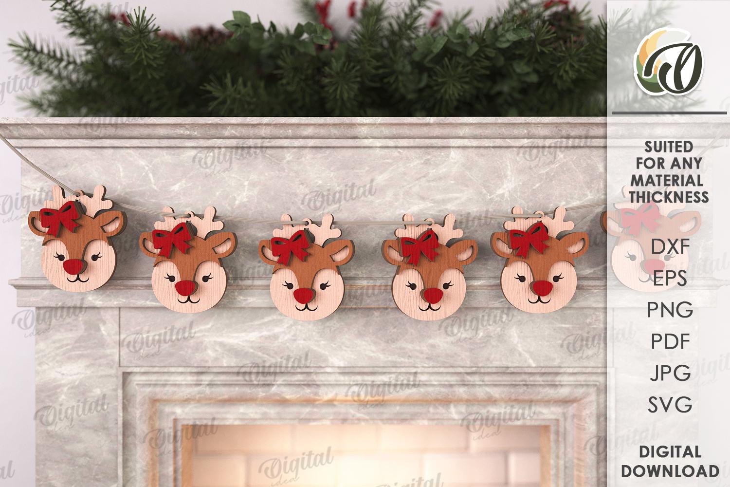 3D Christmas Garlands Bundle, Xmas Layered Ornament Laser Cut ...